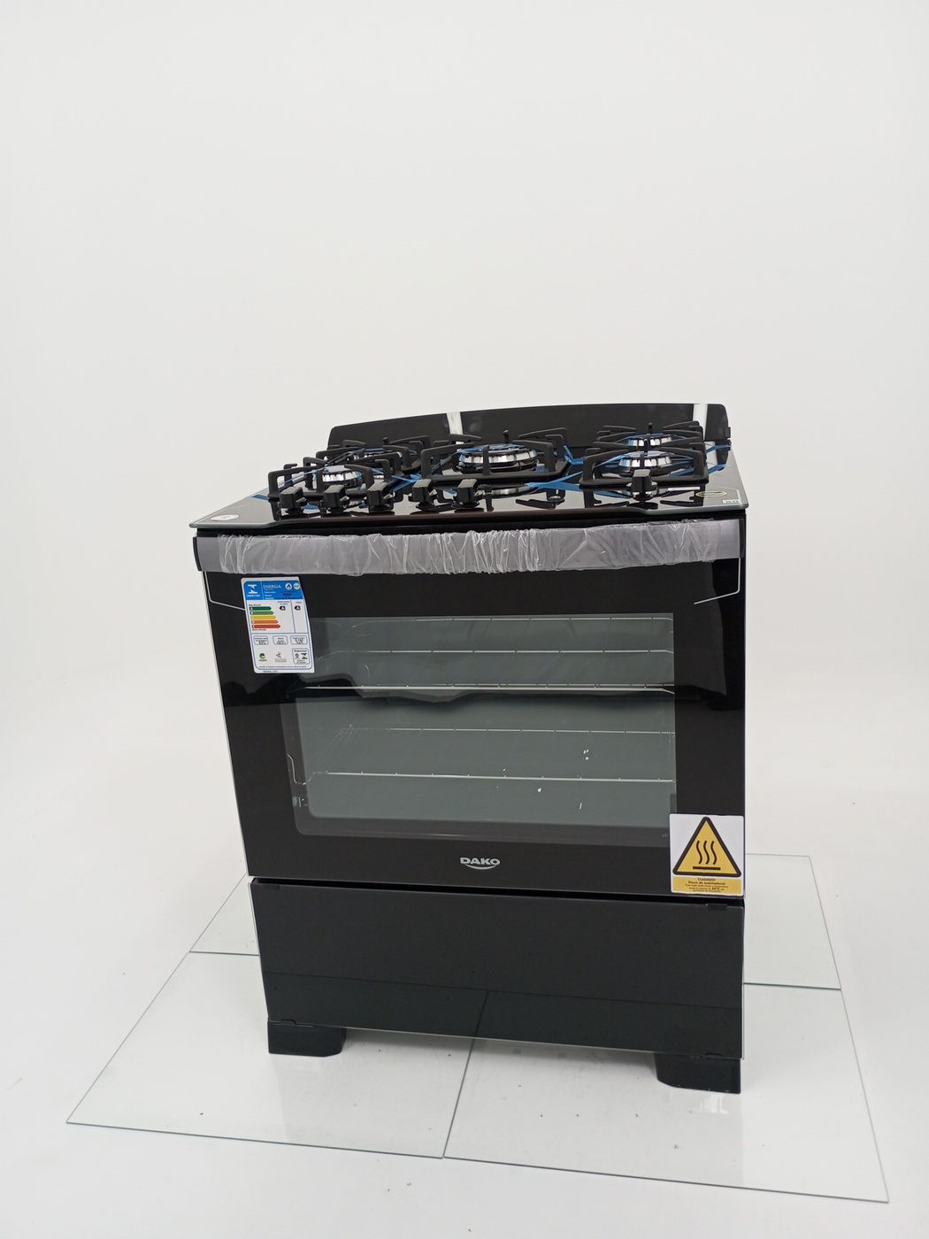 Fogao Dako Diplomata 5 Bocas Com Frente De Vidro Preto E Tripla Chama - Preto - TudoBônus