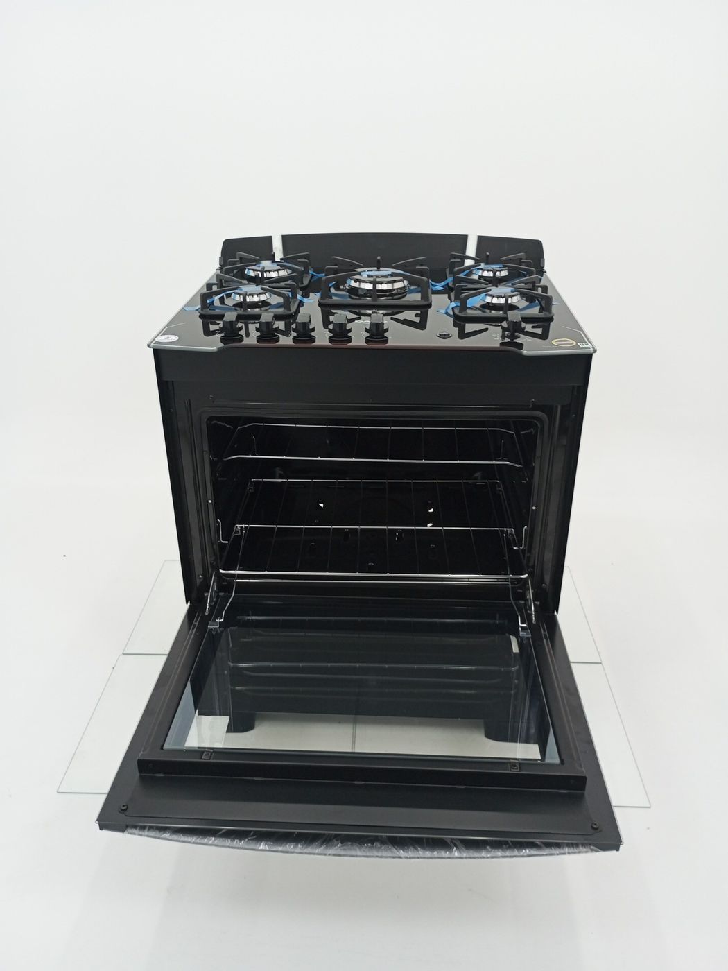 Fogao Dako Diplomata 5 Bocas Com Frente De Vidro Preto E Tripla Chama - Preto - TudoBônus